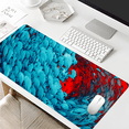 Abstract Blue Red Leaf Design Mouse Pad 31.5 x 11.82 Inches Rubber ...