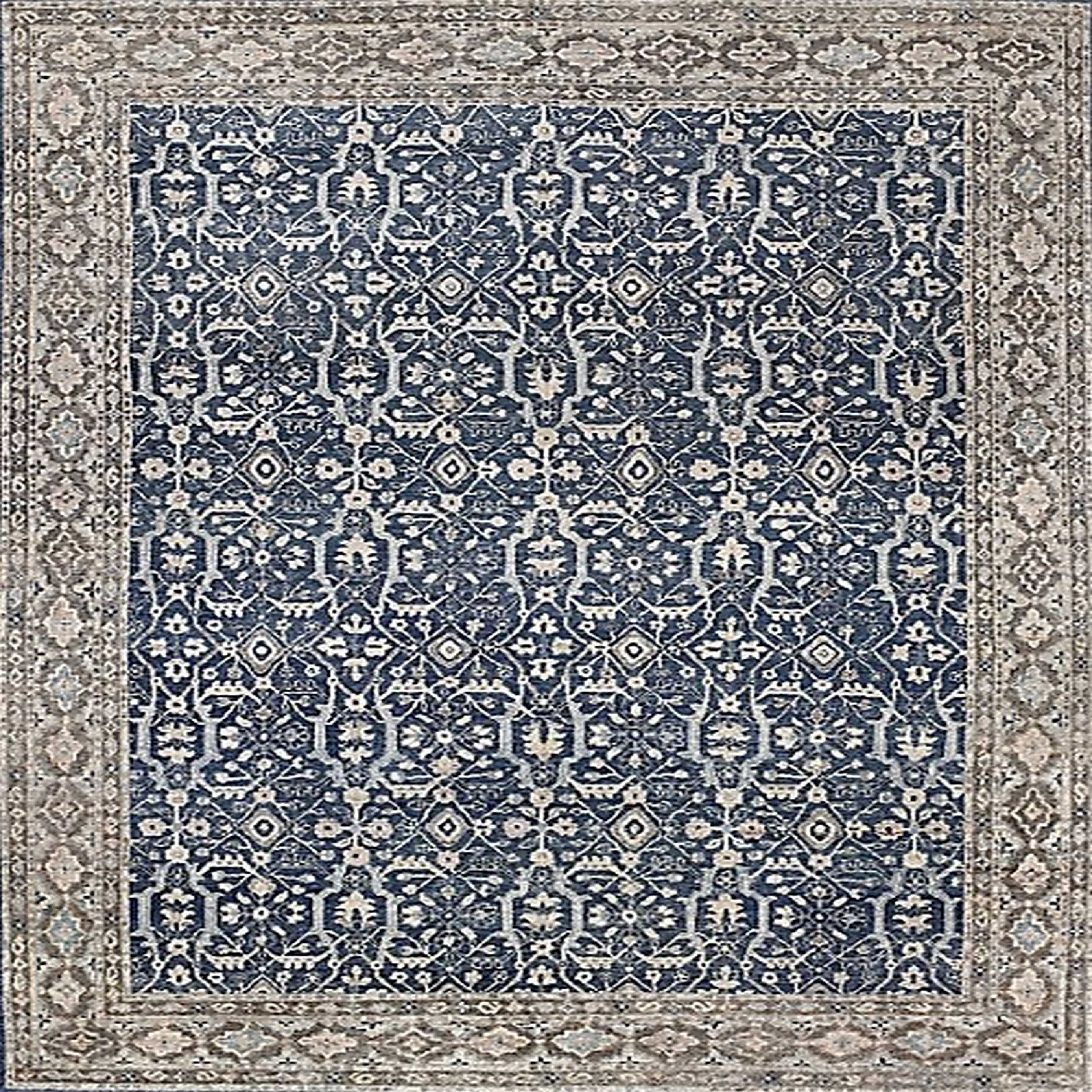 Ahgly Company Indoor Square Mid-Century Modern Charcoal Blue Oriental ...