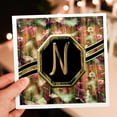 3drose, Elegant Pink Camouflage Monogram Letter N Faux Gold Wood Grain ...