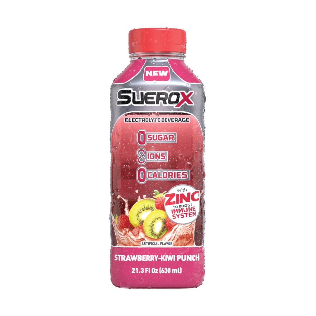 SueroX Zero Sugar Electrolyte Drink, Strawberry-Kiwi Punch, 21 oz ...