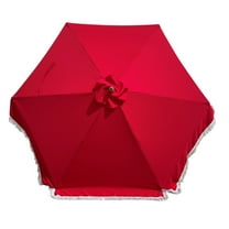 9ft 6 Ribs Replacement Umbrella Canopy w/Fringed Valance in Red (Canopy ...