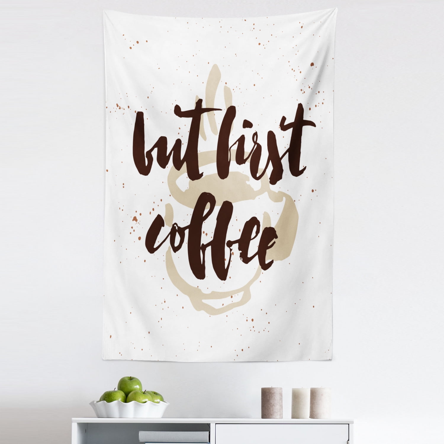 But First Coffee Tapestry, Hand Written Saying and Grunge Simple Design ...