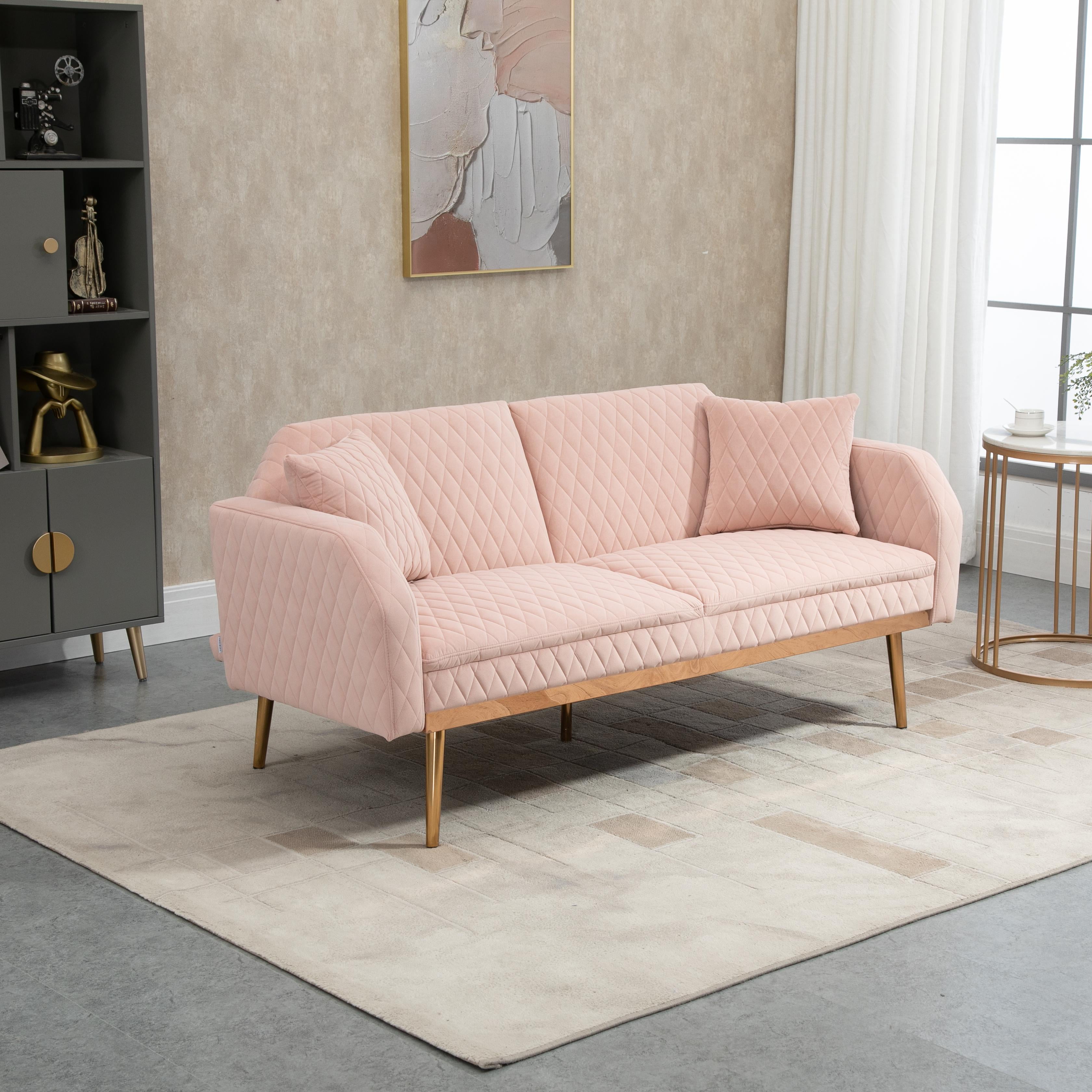 66" Accent Sofa,Mid Century Modern Velvet Fabric Couch,Convertible ...