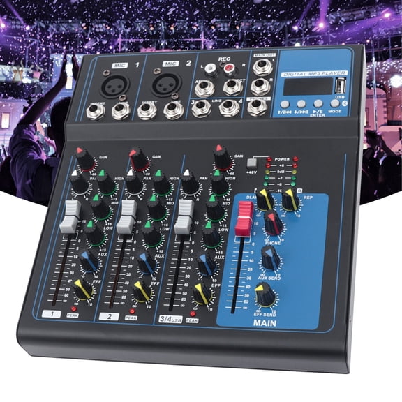 Miumaeov Mini Audio Mixer 4Channel Bluetooth USB DJ Sound Mixing ...