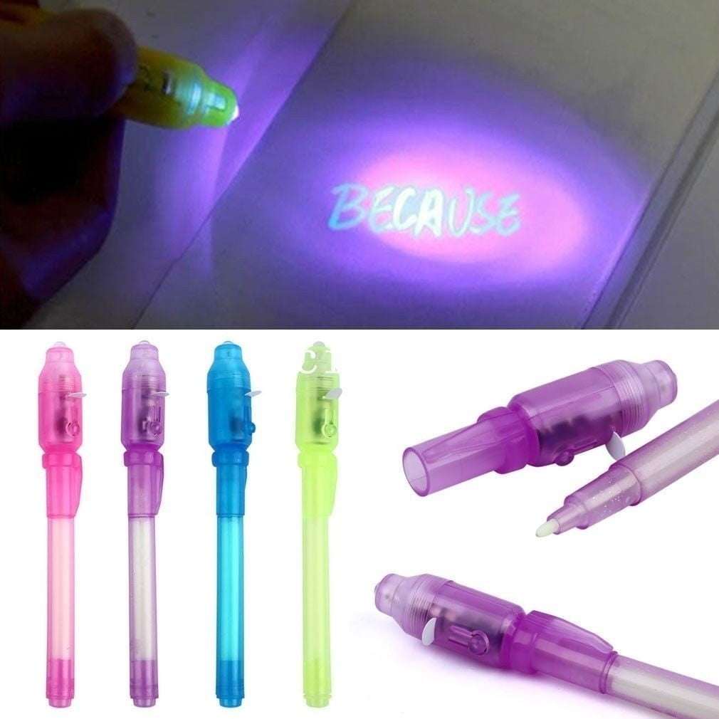 1 Pc Secret Message Invisible Ink Magic Pen With Black Light Toys ...