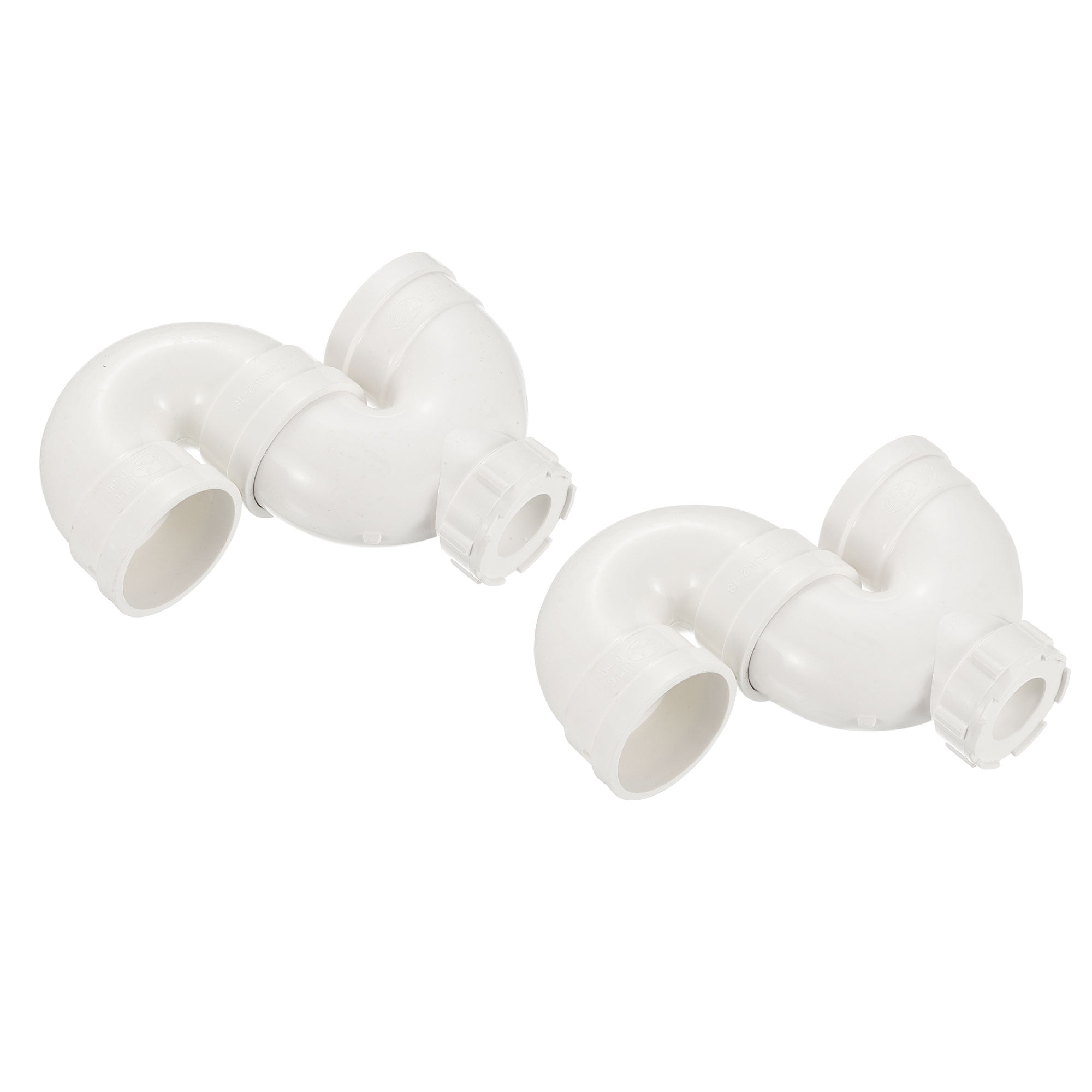 Unique Bargains 50mm ID U Shaped PVC Water Pipe Elbow Fitting Adapter with Check Hole White 2 Pack