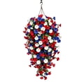 BingTong Patriotic Hanging Flower Basket – Red White Blue Artificial ...