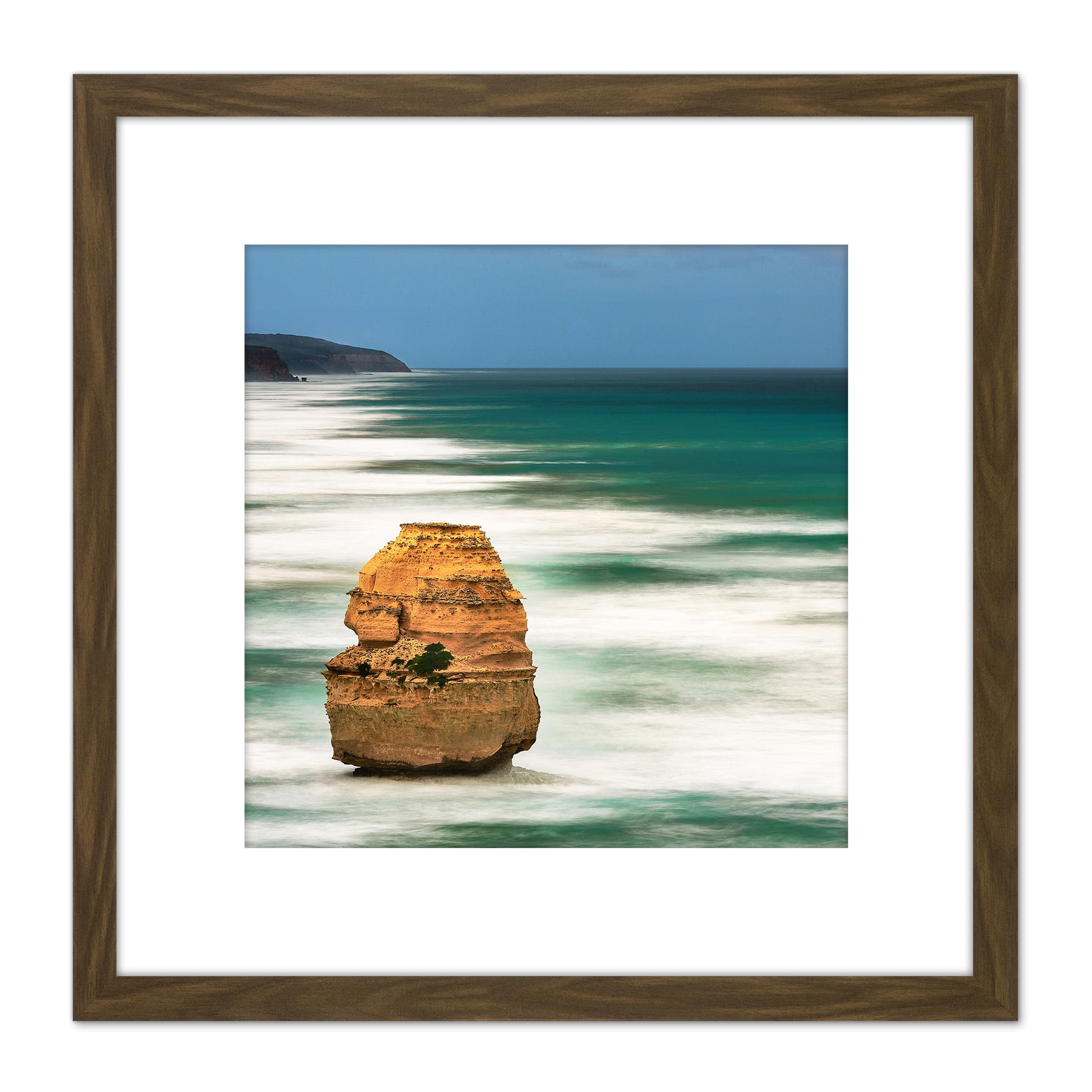 Seyring Lonely Rock Ocean Photo 8X8 Inch Square Wooden Framed Wall Art ...