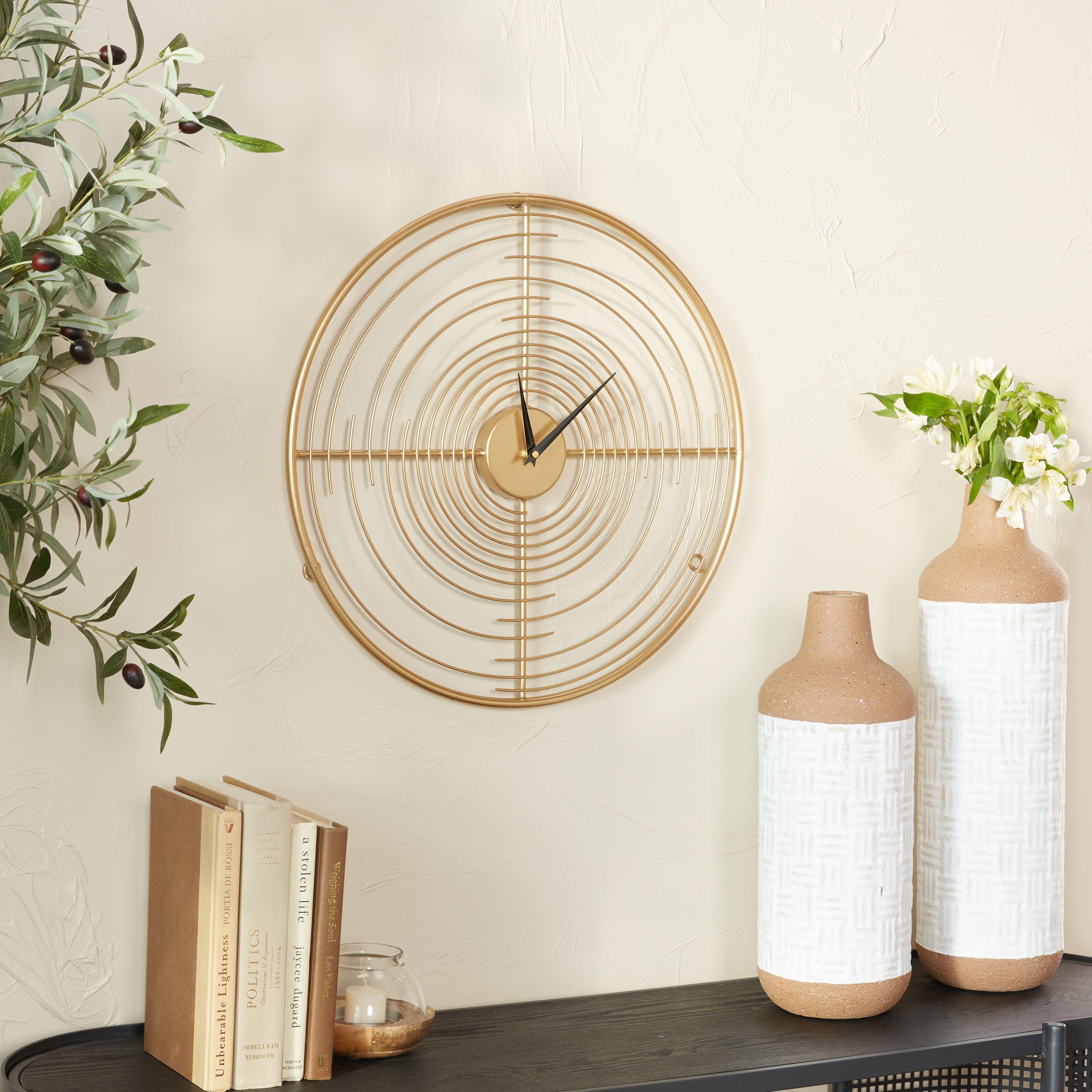 DecMode 20" Gold Metal Open Frame Swirl Wall Clock - Walmart.com