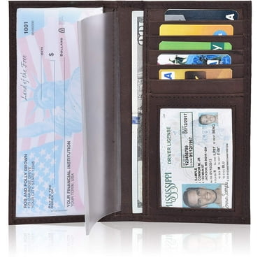 Black RFID Leather Checkbook Cover With Credit Card Slots and Pen ...