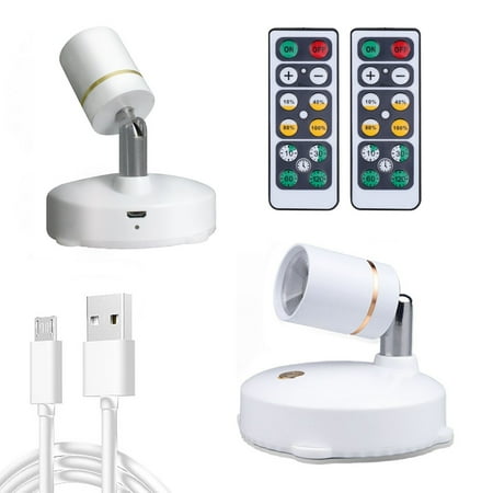 2 Pieces Spotlight LED Accent Lights Battery Desk Lamp Powered Remote ...