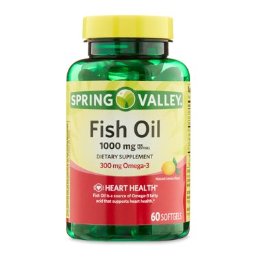 Spring Valley Fish Oil Dietary Supplement Softgels, 1000 mg, 60 Count - Walmart.com