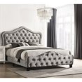 Bella California King Upholstered Tufted Panel Bed Grey - Walmart.com