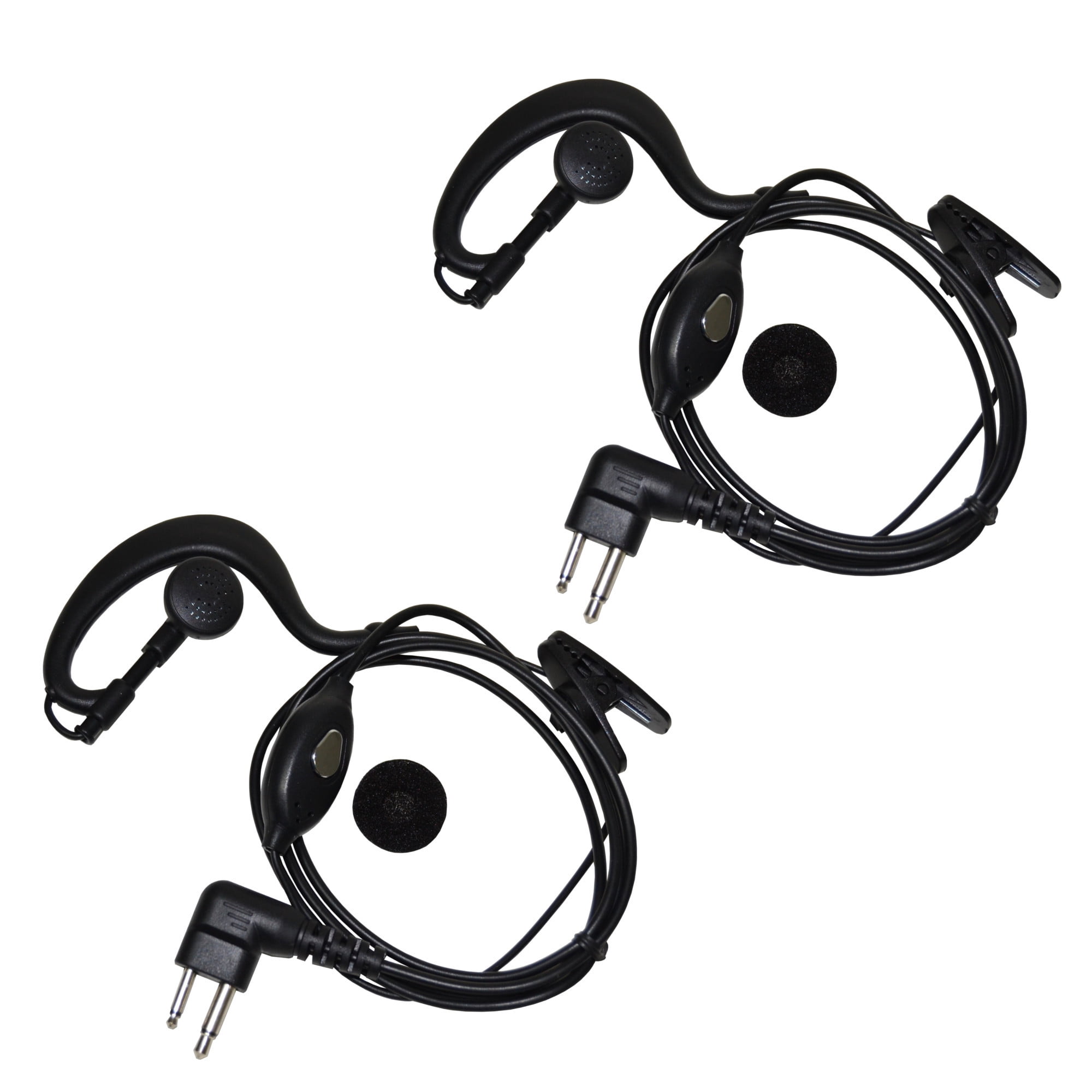 HQRP 2-Pack 2 Pin External Ear Loop Hands Free with Push-to-Talk ...