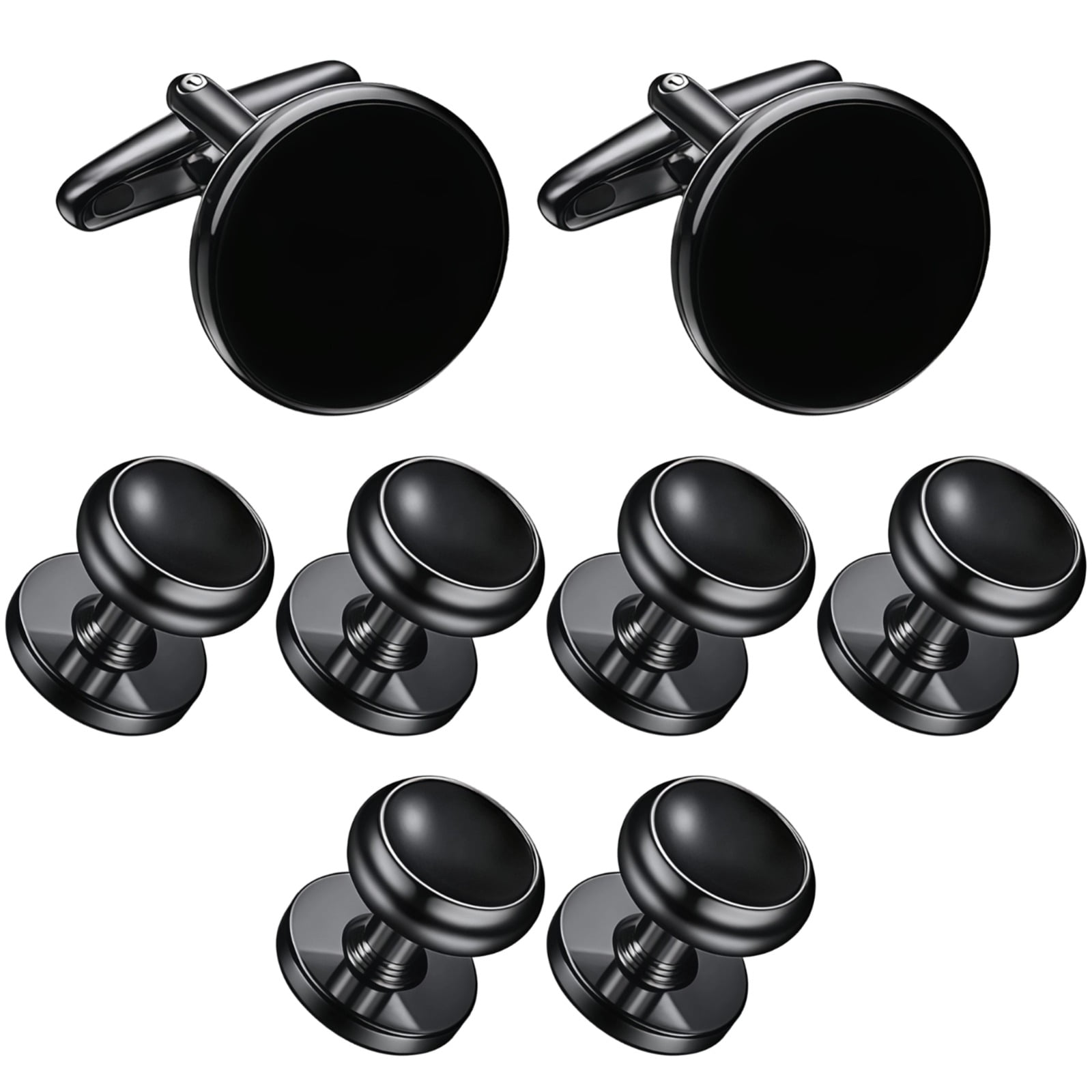 Click here for Dollcube 8 Pcs Mens Cufflinks Set  Black Round Cuf... prices