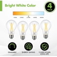 LED A19 Filament Bulbs, 4 Pack, 75 Watt Equivt, 2700K Warm White ...