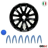 OMAC 16" Inch Hubcaps Wheel Rim Cover Matt Black & Dark Blue Set ...