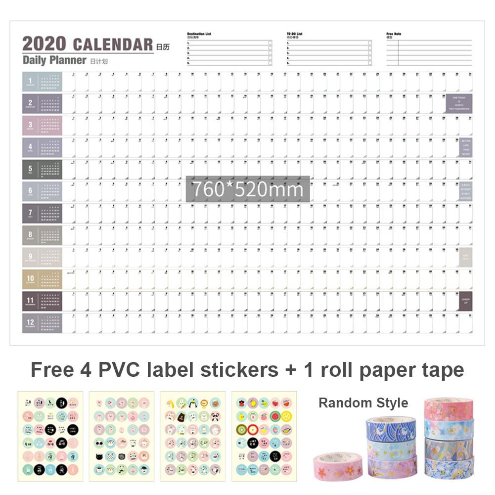 Wall Calendar 365 Days Daily Monthly Yearly Schedule 57x76CM Reversible ...