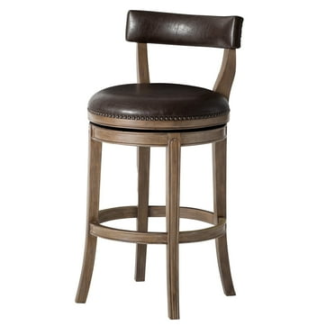 Maven Lane Pullman Wood Counter Height Bar Stool, Dark Walnut w/ Brown ...