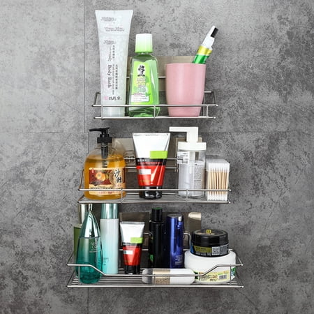 Stainless Steel Non Rust Bathroom Shower Shelf Storage Suction Basket ...