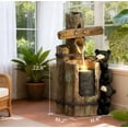 22.8 in Resin Outdoor Water Fountain with LED Lights, Waterfall Garden ...