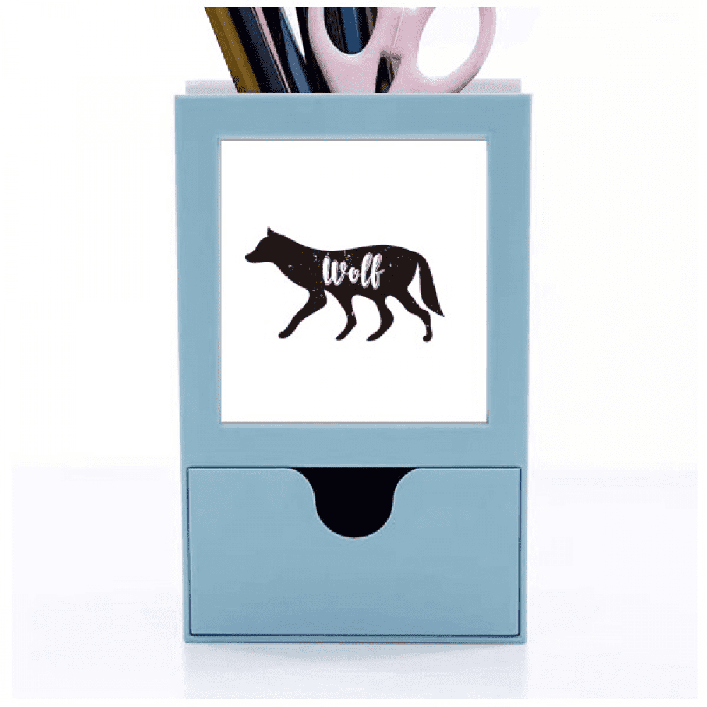 Wolf Black And White Animal Desk Supplies Organizer Pen Holder Card ...