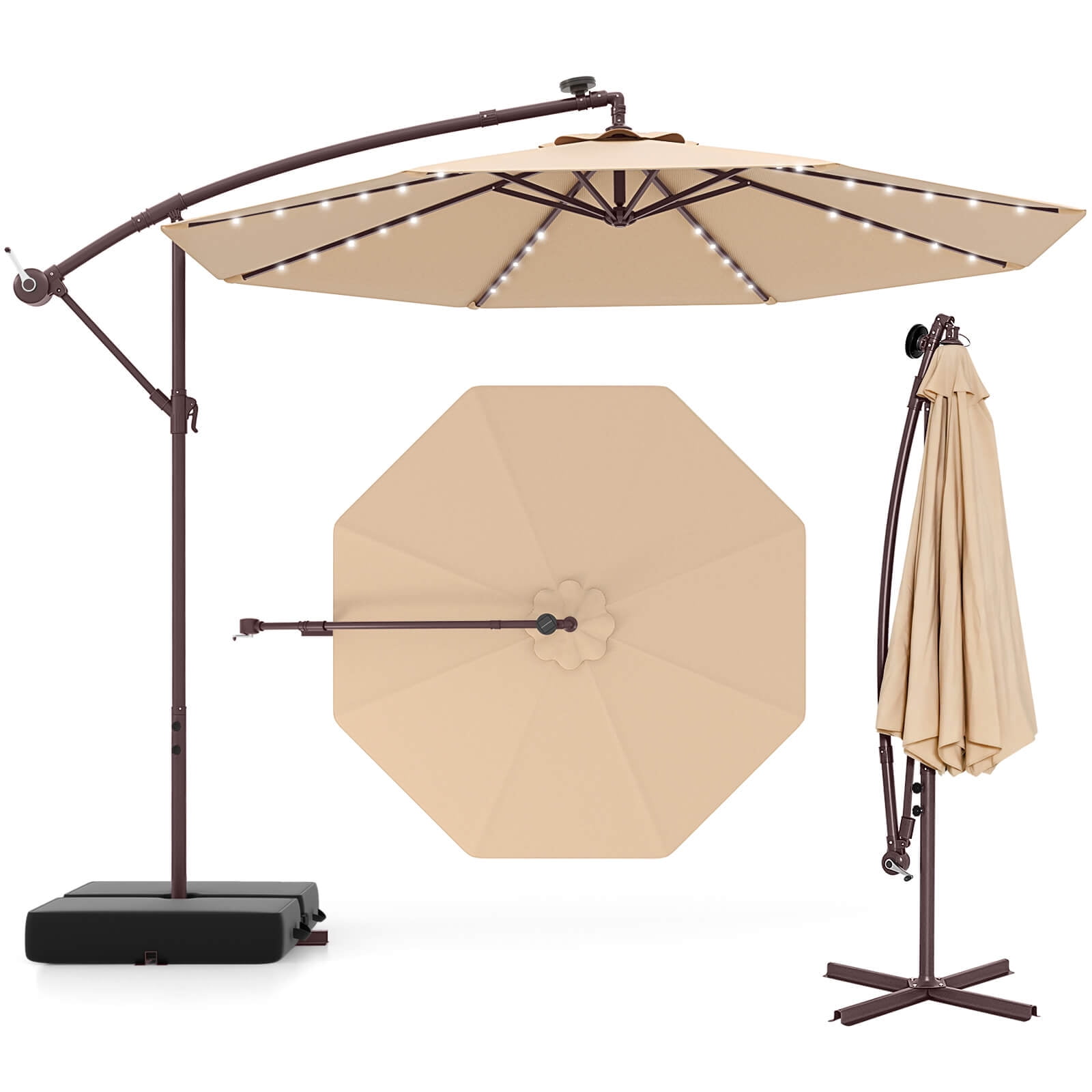Click here for Costway Patio 10ft Hanging Offset Umbrella 32 Led... prices