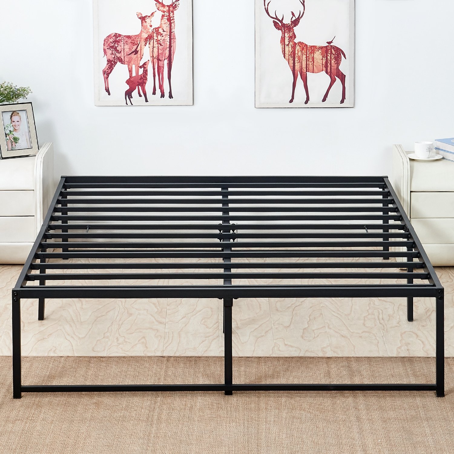 Metal Platform Bed Frame Full Size With Storage No Headboard Mattress