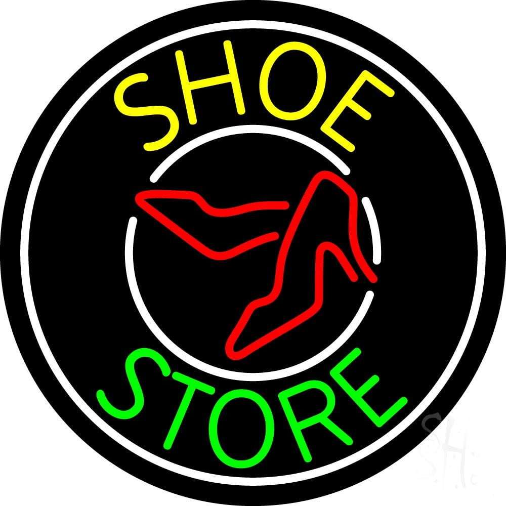 Shoe Store With White Border LED Neon Sign 18 x 18 - inches, Black ...