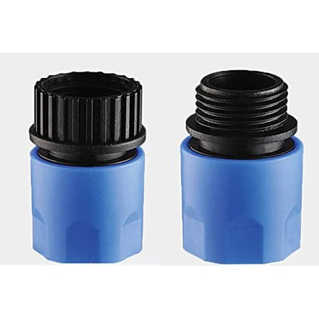 Blue Male and Female Expandable Garden Hose Adapters Faucet and Spray ...