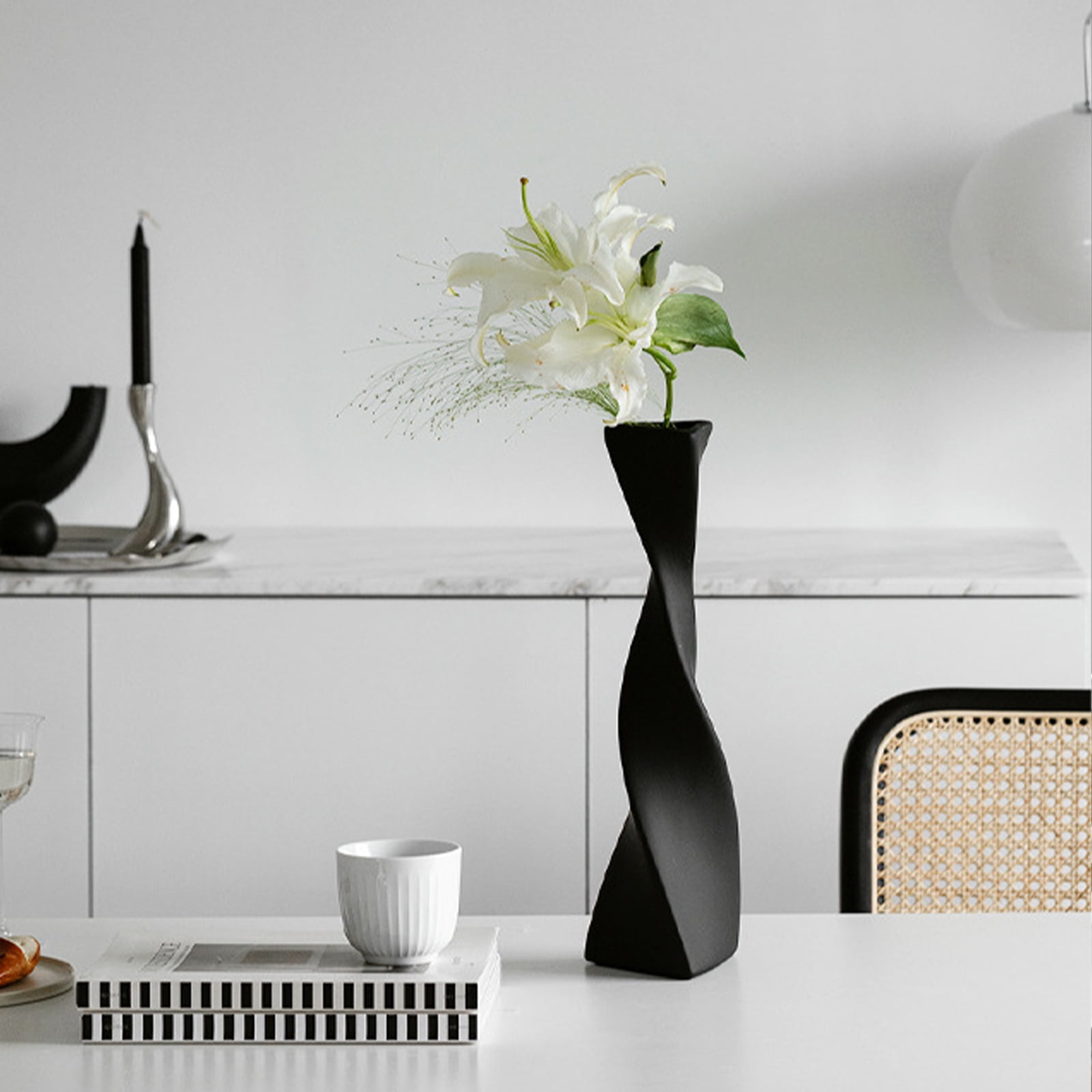 Wobythan Creative Twist-shaped Ceramic Vase Morden Minimalist Vase for ...