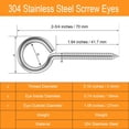 20pcs 2-3/4” 304 Stainless Screw Eyes Small Eyelet Screws Lag Eyebolt ...