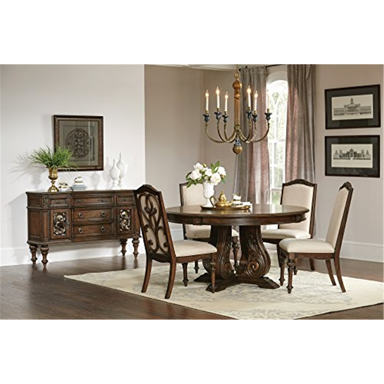 Coaster Round Dining Table With Antique Java Finish 122250 - Walmart.com