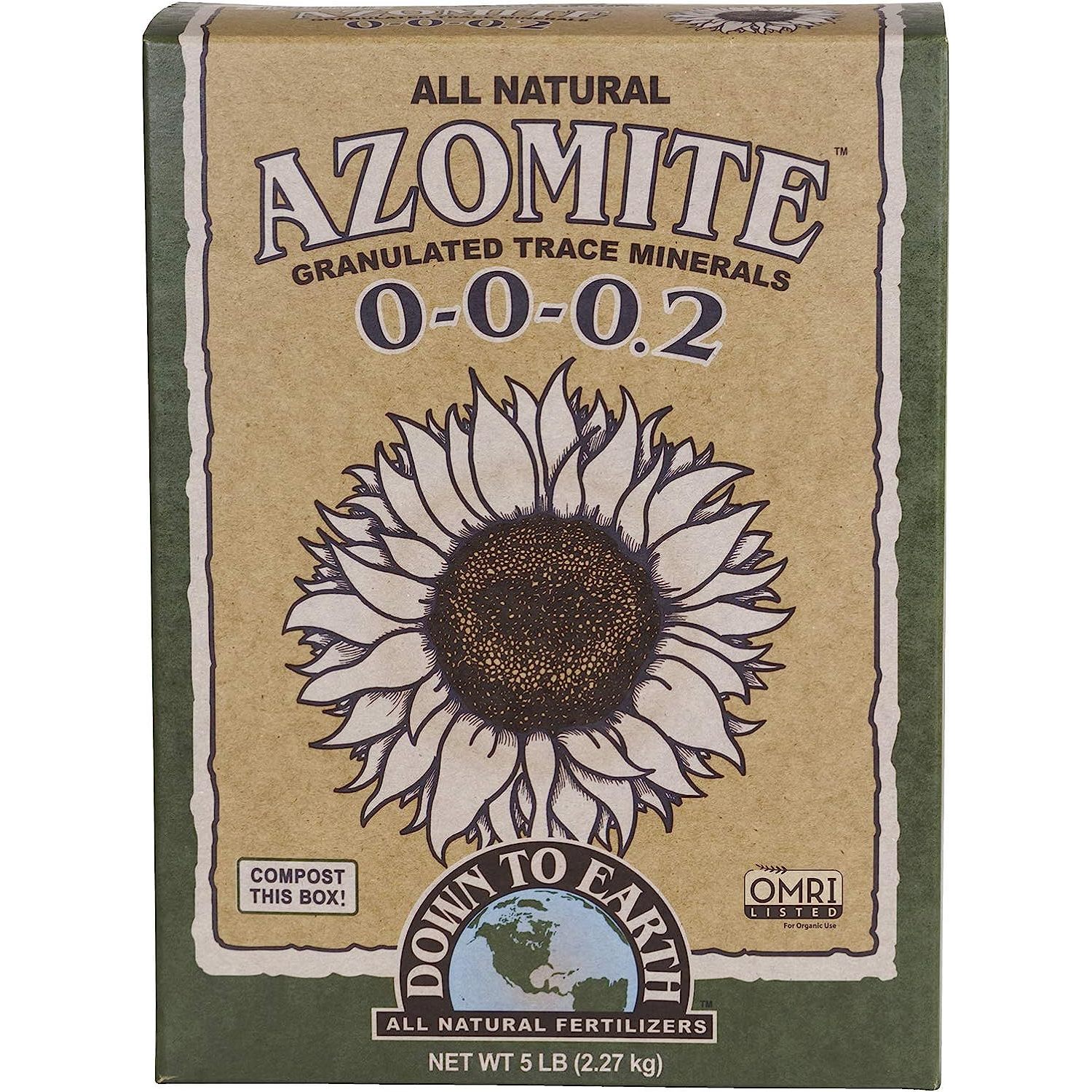 Down to Earth Organic Azomite Granulated Trace Minerals 0-0-0.2, 5 lb ...