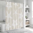 Beige White Starfish Coastal Bathroom Shower Curtains with 12 Hooks ...