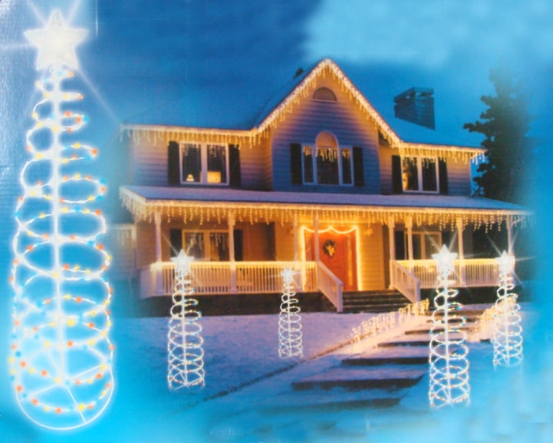 6' Multi-Color Lighted Spiral Christmas Tree Outdoor Decoration ...