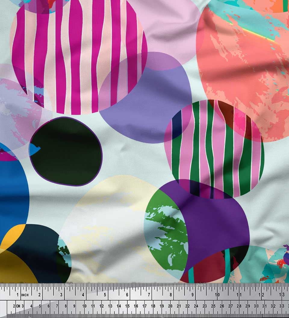 Soimoi Modal Satin Fabric Texture & Colorful Dots Fabric Prints By Yard ...