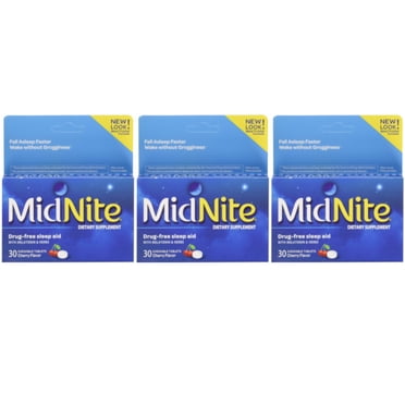 MidNite Cherry Flavored Sleep Aid Tablets for Adults, 30 ct - Walmart.com