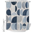 Abstract Semicircles Shower Curtain Set with Hooks, Boho Art Modern ...