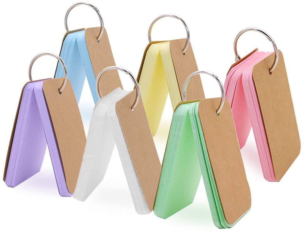 6 Pack 300 Easy Flip Flash Cards Blank Study Cards Revision Cards with ...