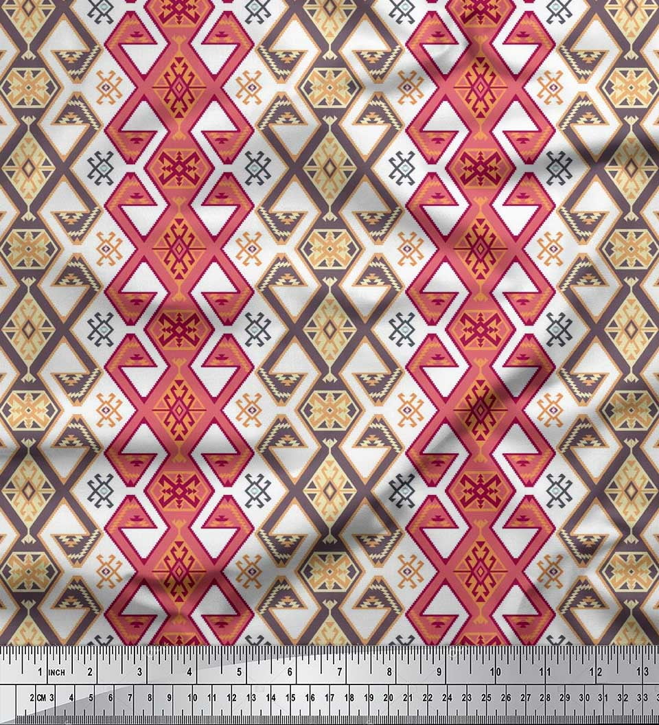 Soimoi Velvet Fabric Ikat Kilim Print Fabric by The Yard 58 Inch Wide ...
