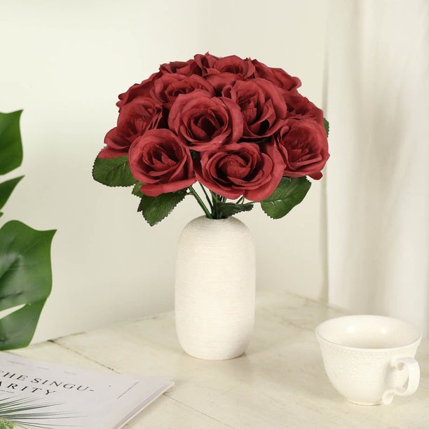 Efavormart 14 Red Velvet Roses Artificial Flower Bouquet for DIY ...
