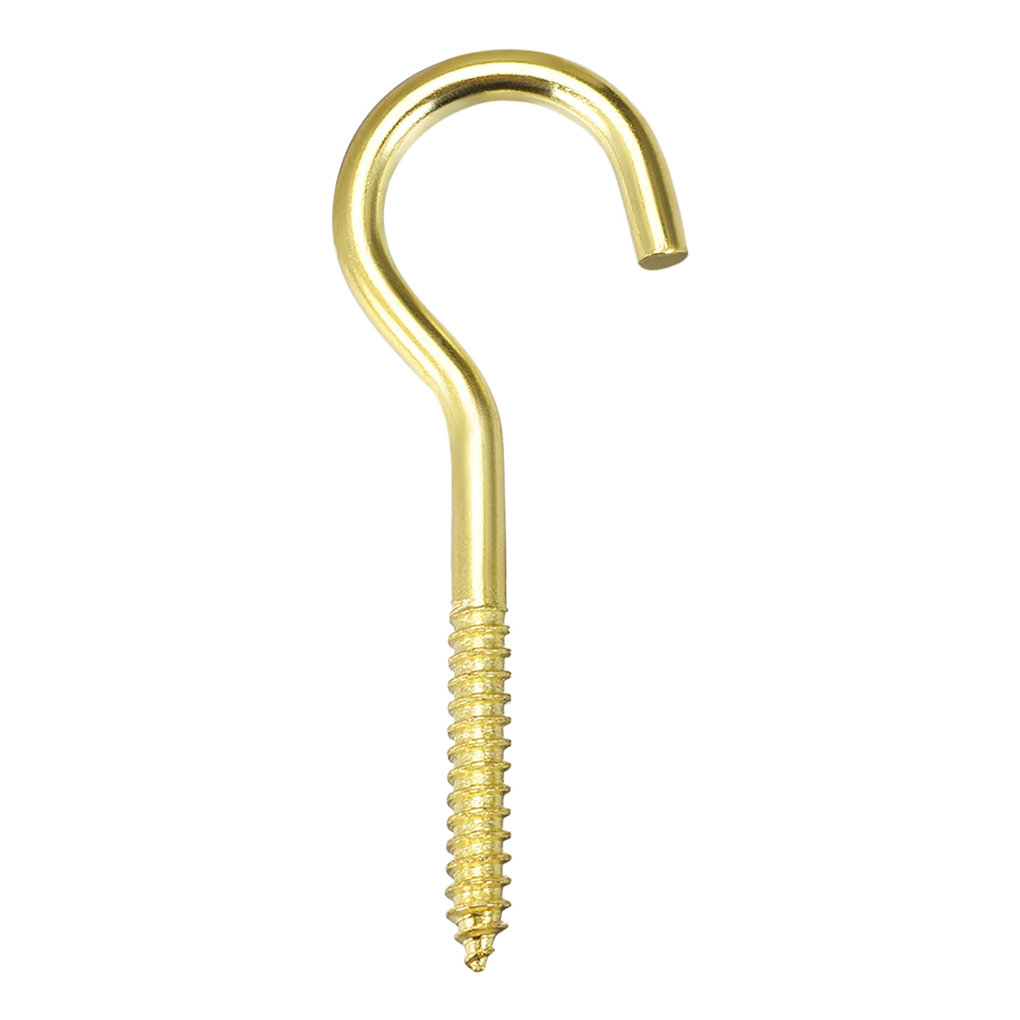 Uxcell 2.8" Screw Eye Hooks Self Tapping Screws Screw-in Hanger Golden ...