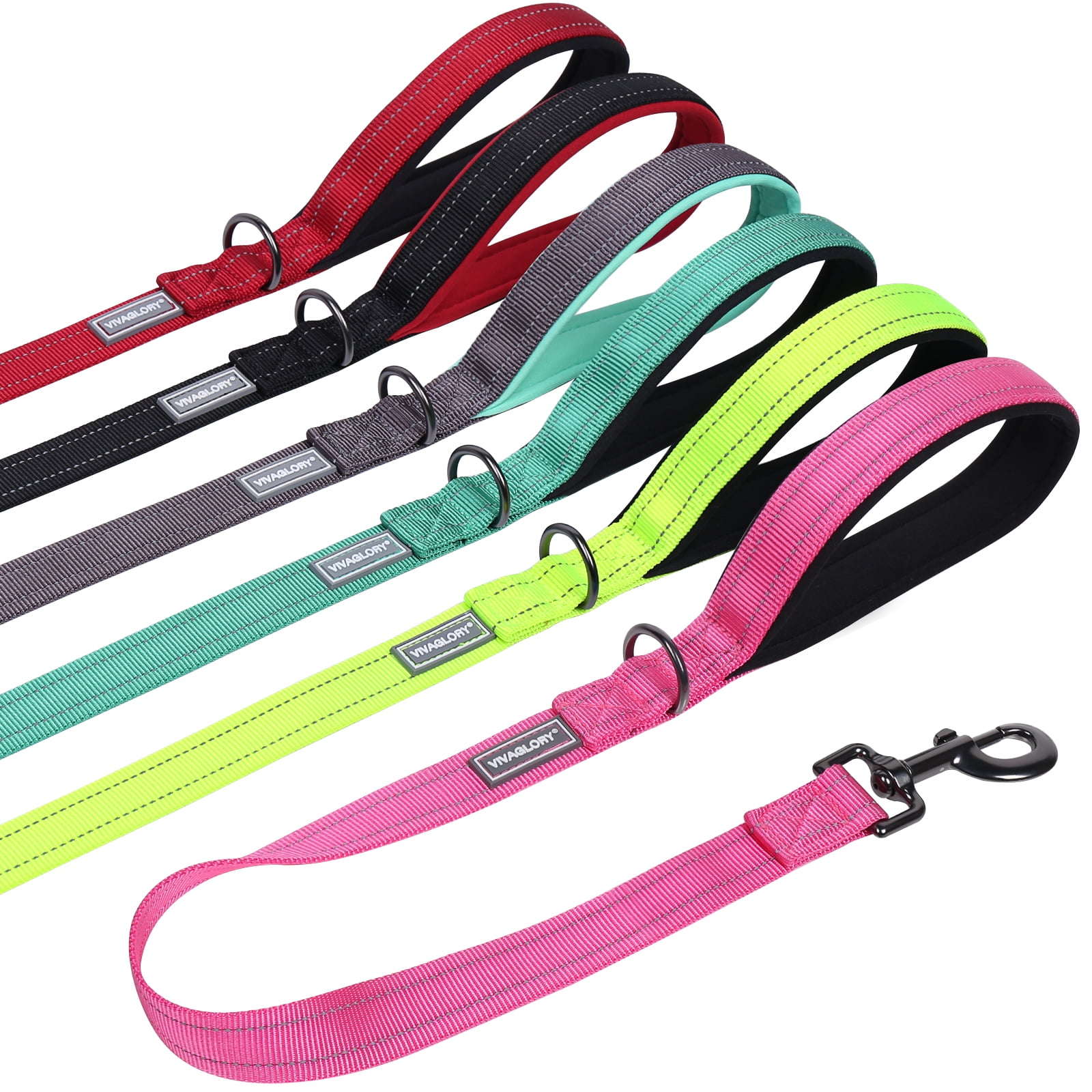VIVAGLORY Short Dog Leash, Reflective Nylon Traffic Lead with Padded ...