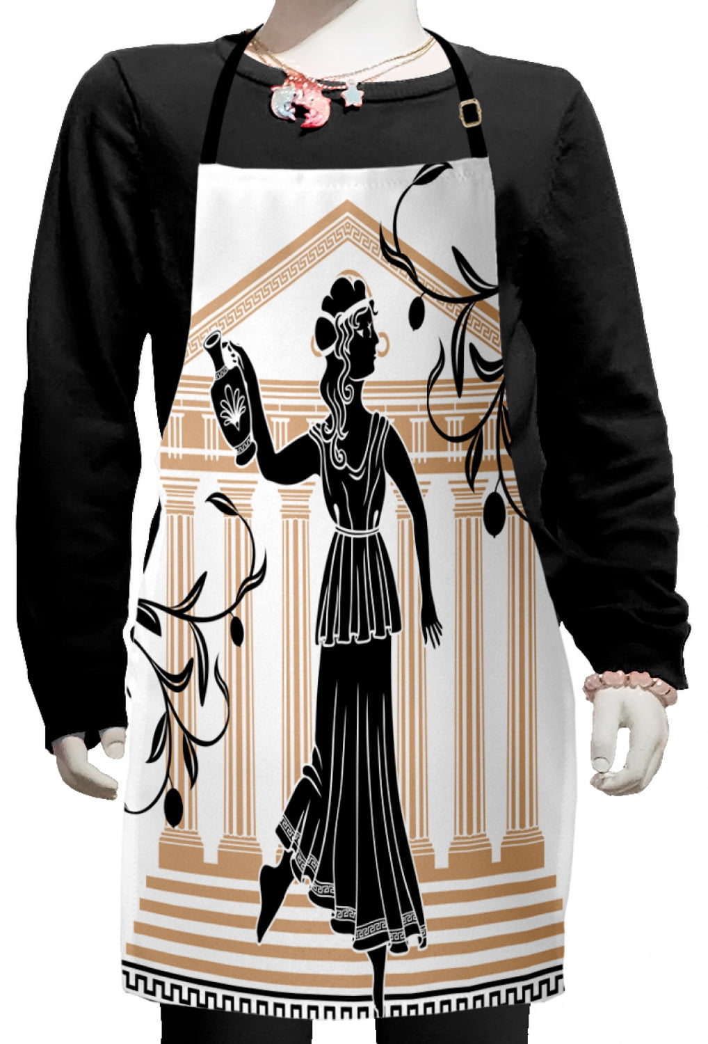 Retro Kids Apron, Greek Woman with Amphora Building and Olive Branches ...