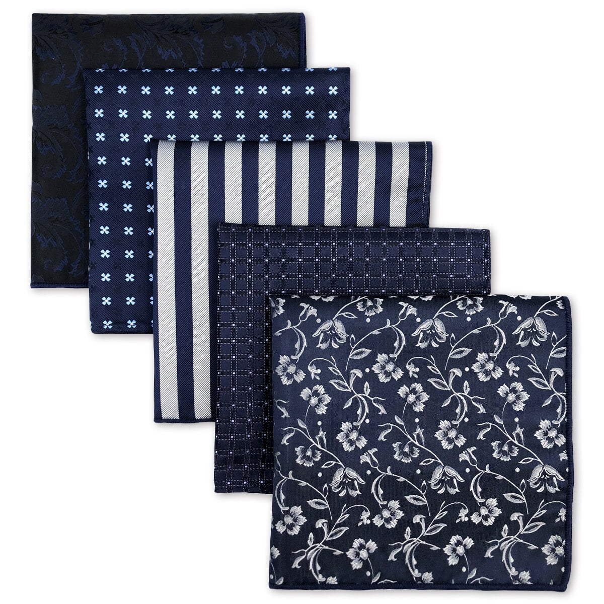 SHLAX&WING 5 Pieces Assorted Mens Silk Pocket Square Handkerchiefs Set ...