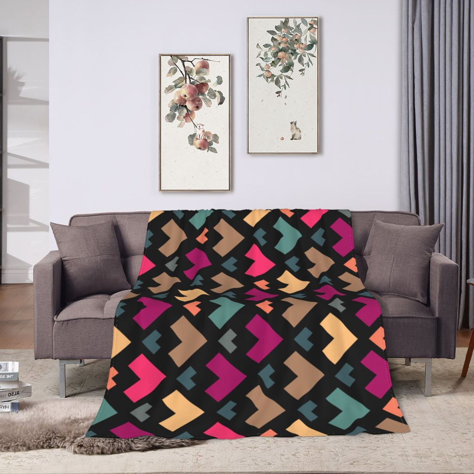 ZNDUO Abstract Polygon Pattern Throw Blanket, Lightweight Cozy Soft ...