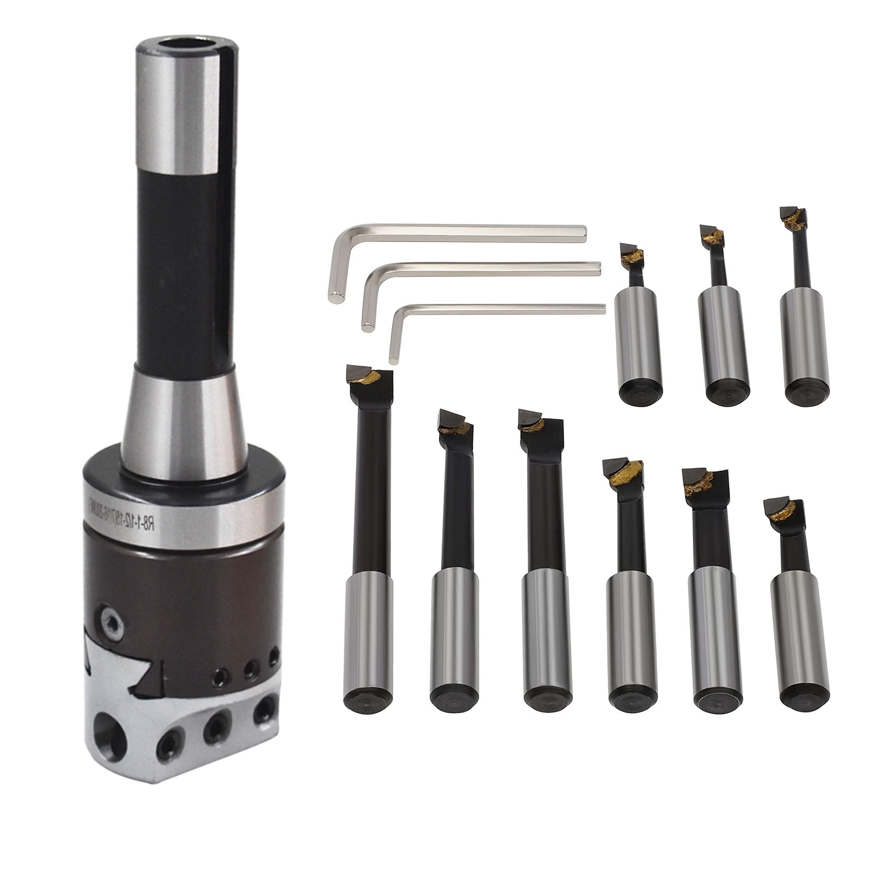 ALL-CARB 9 Pcs 2" Boring Head R8 Shank 1/2" Carbide Boring Bar Set ...