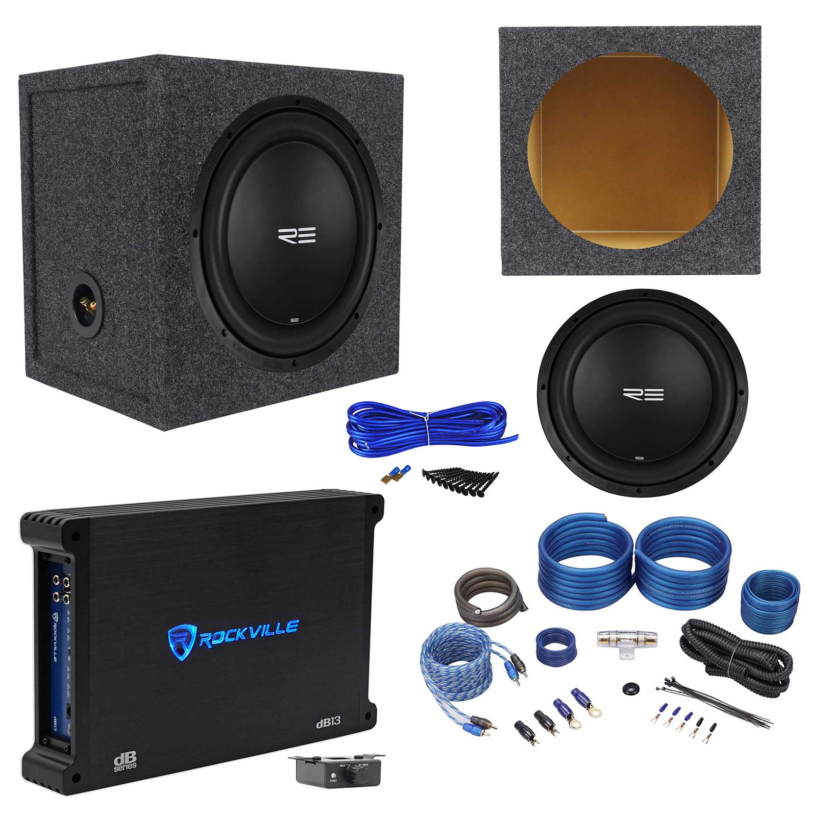 RE Audio SEX12D4 V2 SEXV2 12" 750W Subwoofer+Sealed Box+Mono Amplifier ...
