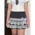 Black Polka Dot Piano Print Mini Skirt With Lace Ruffle Trim Y2K ...
